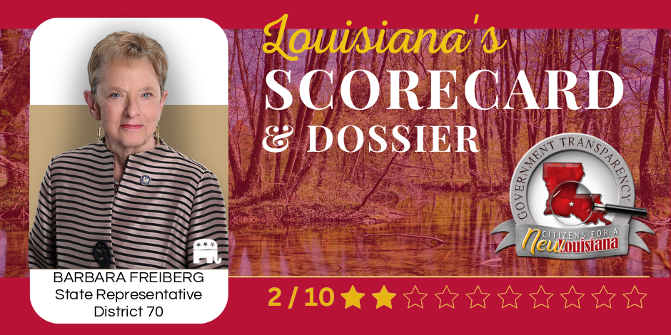 Barbara Freiberg - Legislator Score 2/10