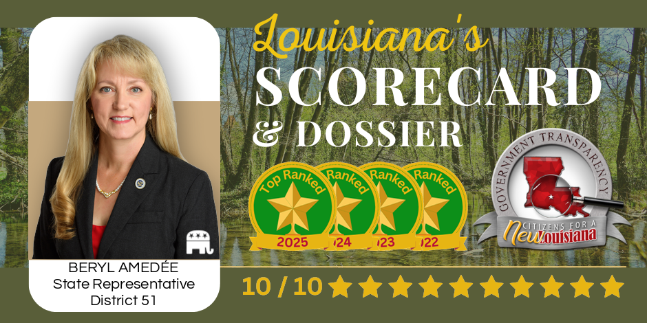Beryl Amedée - Legislator Score 10/10