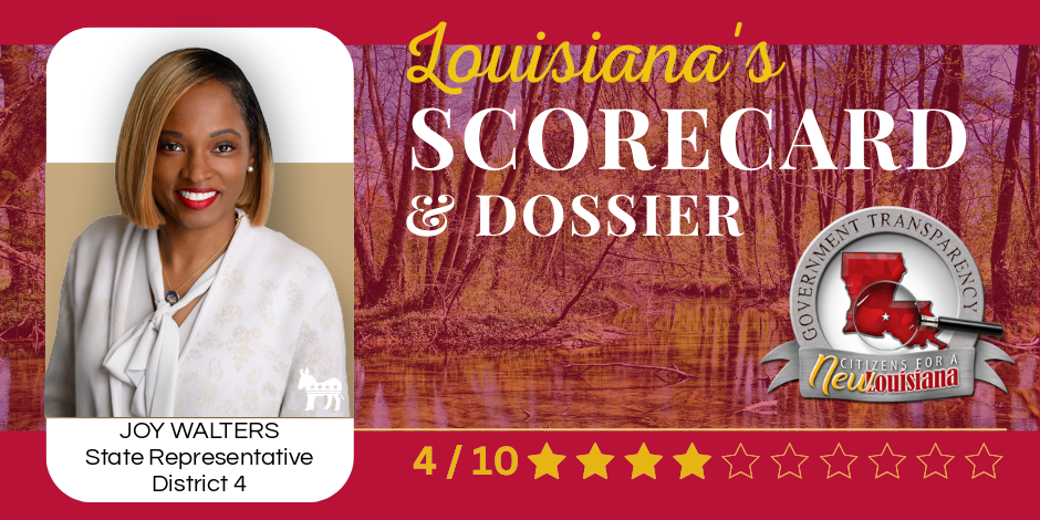 Joy Walters - Legislator Score 4/10