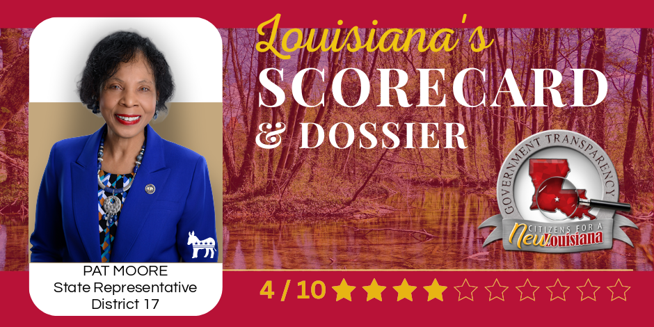 Pat Moore - Legislator Score 4/10