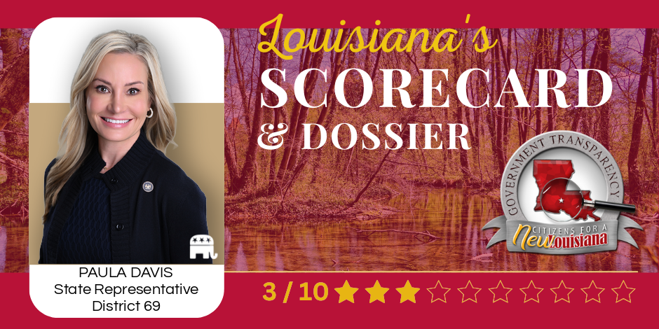 Paula Davis - Legislator Score 3/10